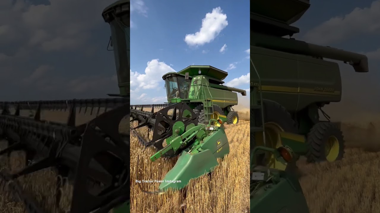 JOHN DEERE 9750 STS Combine Harvesting Wheat